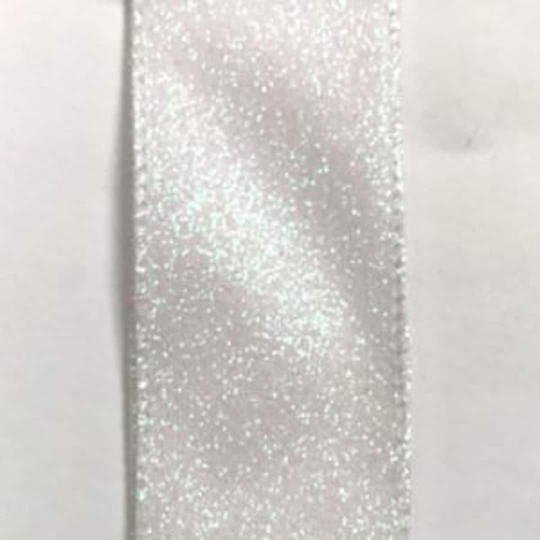1.5” X 10 YD Wired White Iridescent Glitter Ribbon, X820609-01 - Etsy