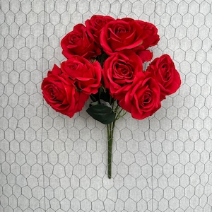 18” Red Rose Bush With 9 Roses, Bridal Rose Bush, 4804-R - Etsy