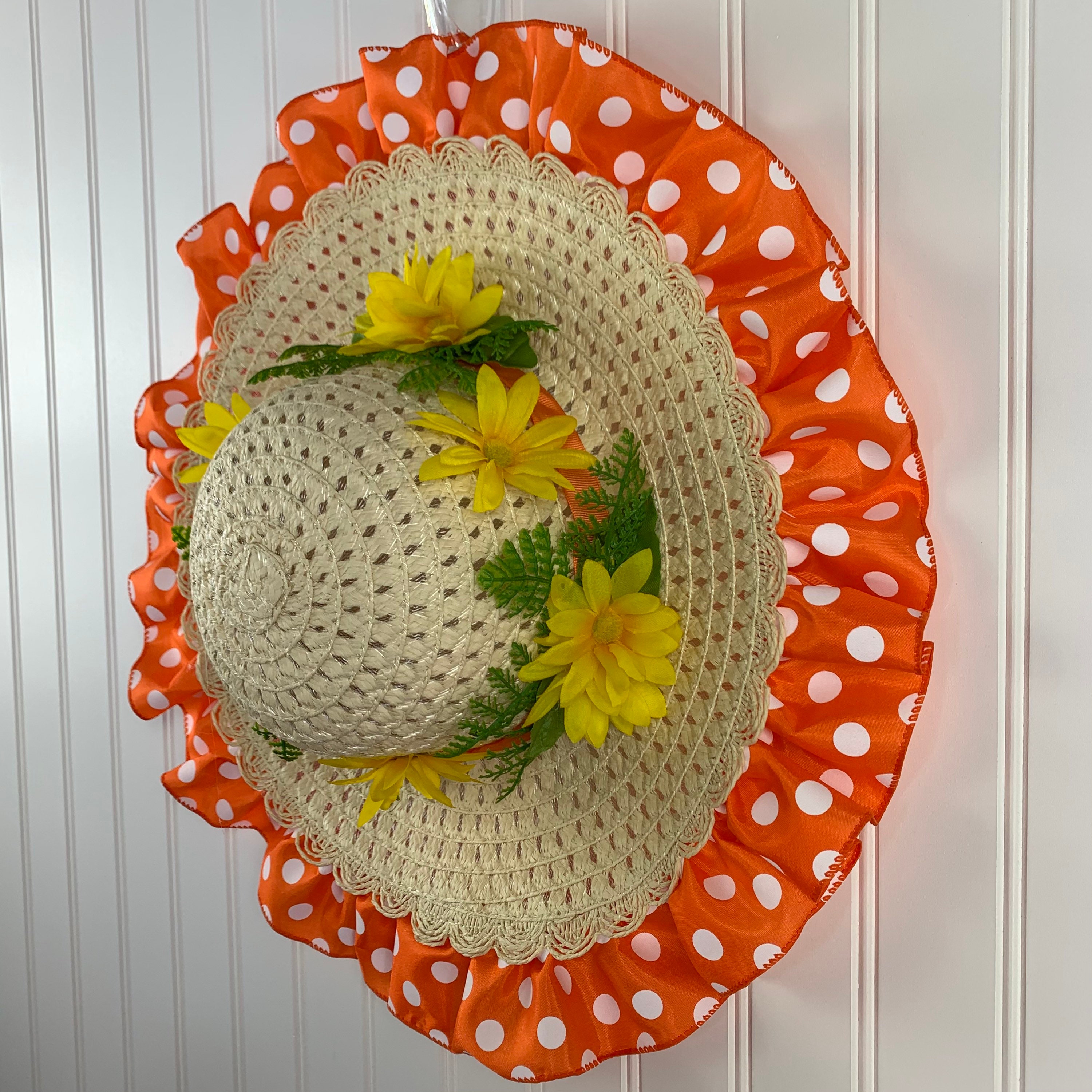 Bonnet Wall Hanger, Floral Bonnet Wreath, Spring Wall Decor, Gift for ...