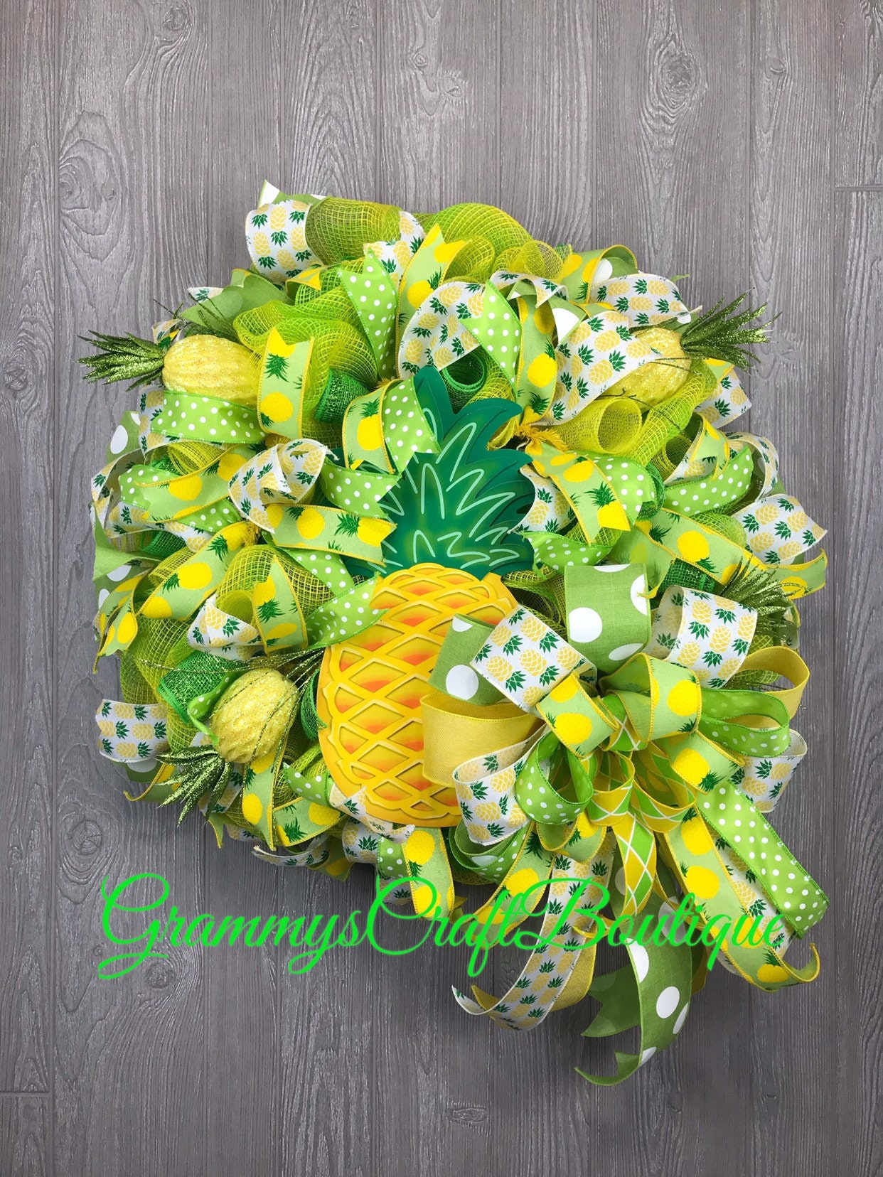Pineapple Wreath Deco Mesh Pinapple Wreath Pineapple Summer | Etsy