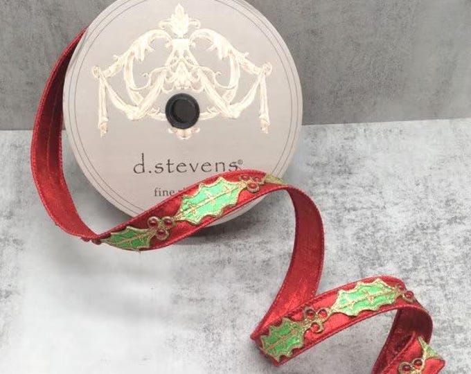 1" X 10yds Wired Holly Jewel Dstevens Ribbon, Christmas D.stevens ...
