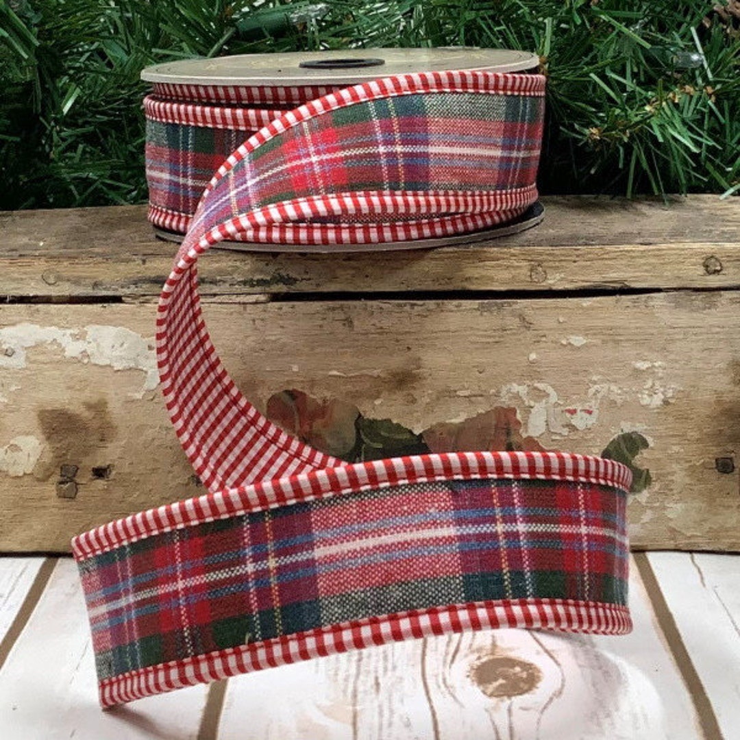 1.5" X 5 Yard Wired Ross Plaid D.stevens Ribbon, Holiday Plaid D ...