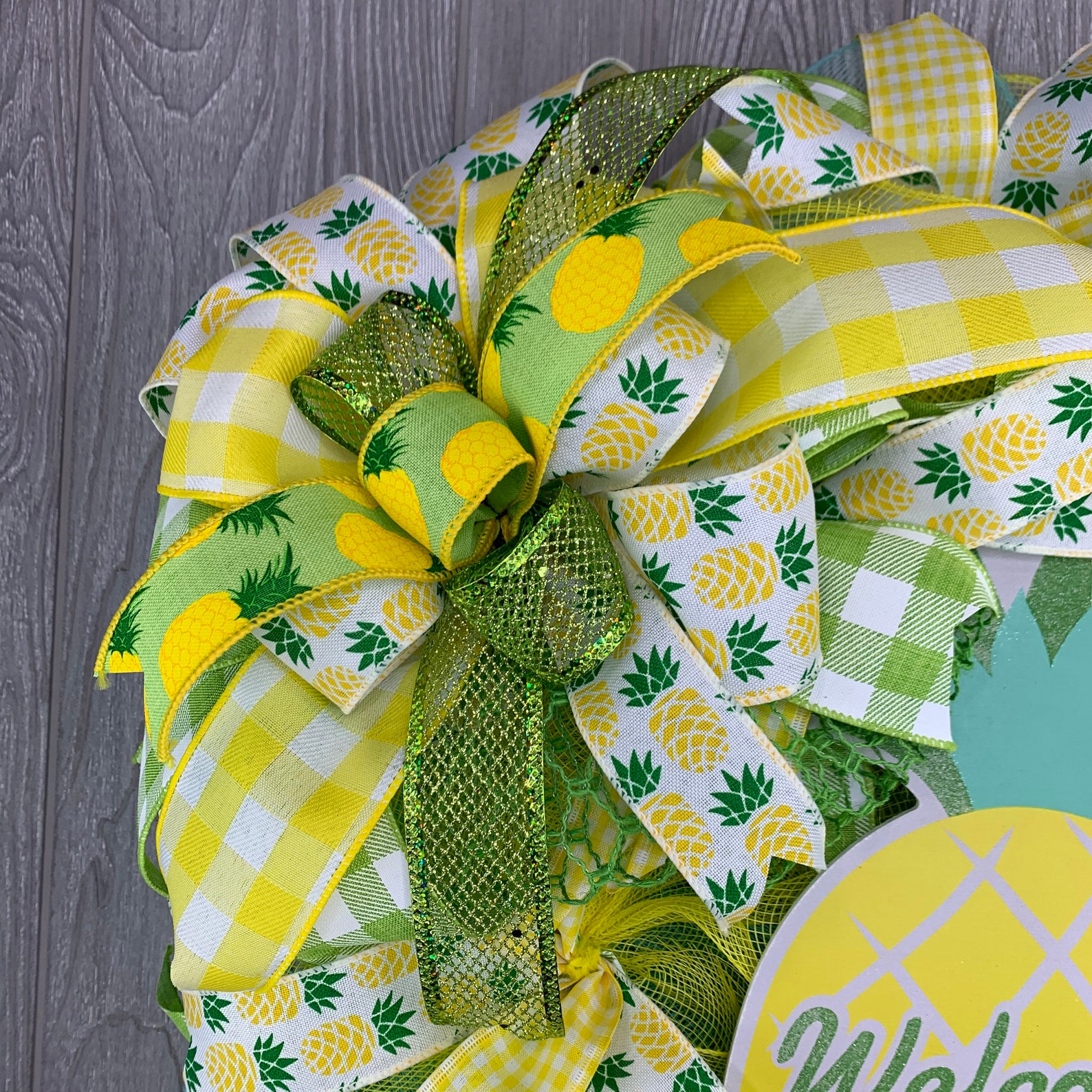 Pineapple Wreath, Pineapple Door Wreath, Pineapple Summer Wreath, Flat ...