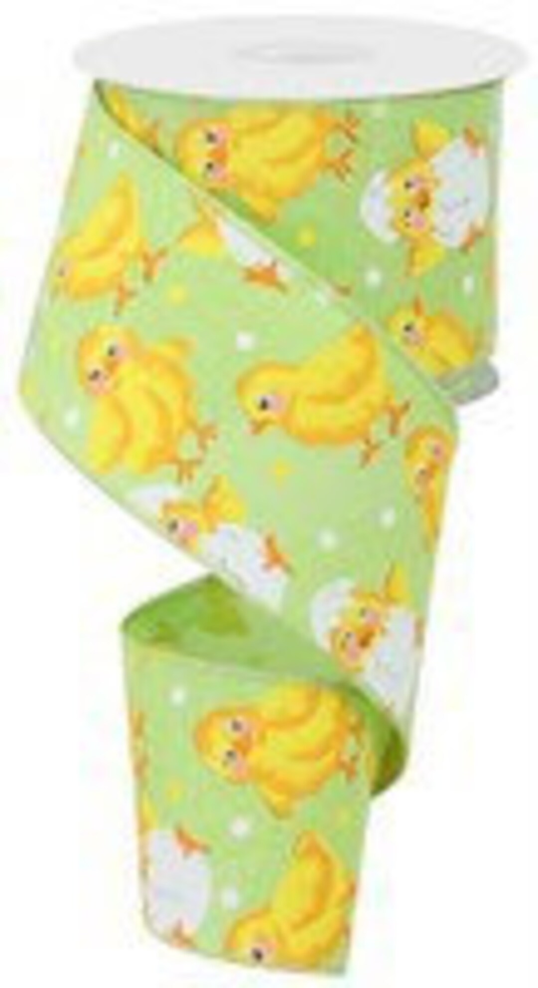 2.5 X 10 YD, Wired Baby Chicks and Easter Eggs Ribbon Roll, Baby Chics ...