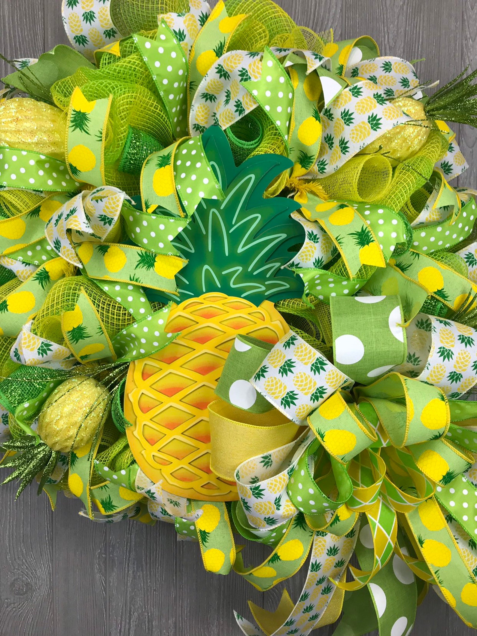 Pineapple Wreath Deco Mesh Pinapple Wreath Pineapple Summer - Etsy