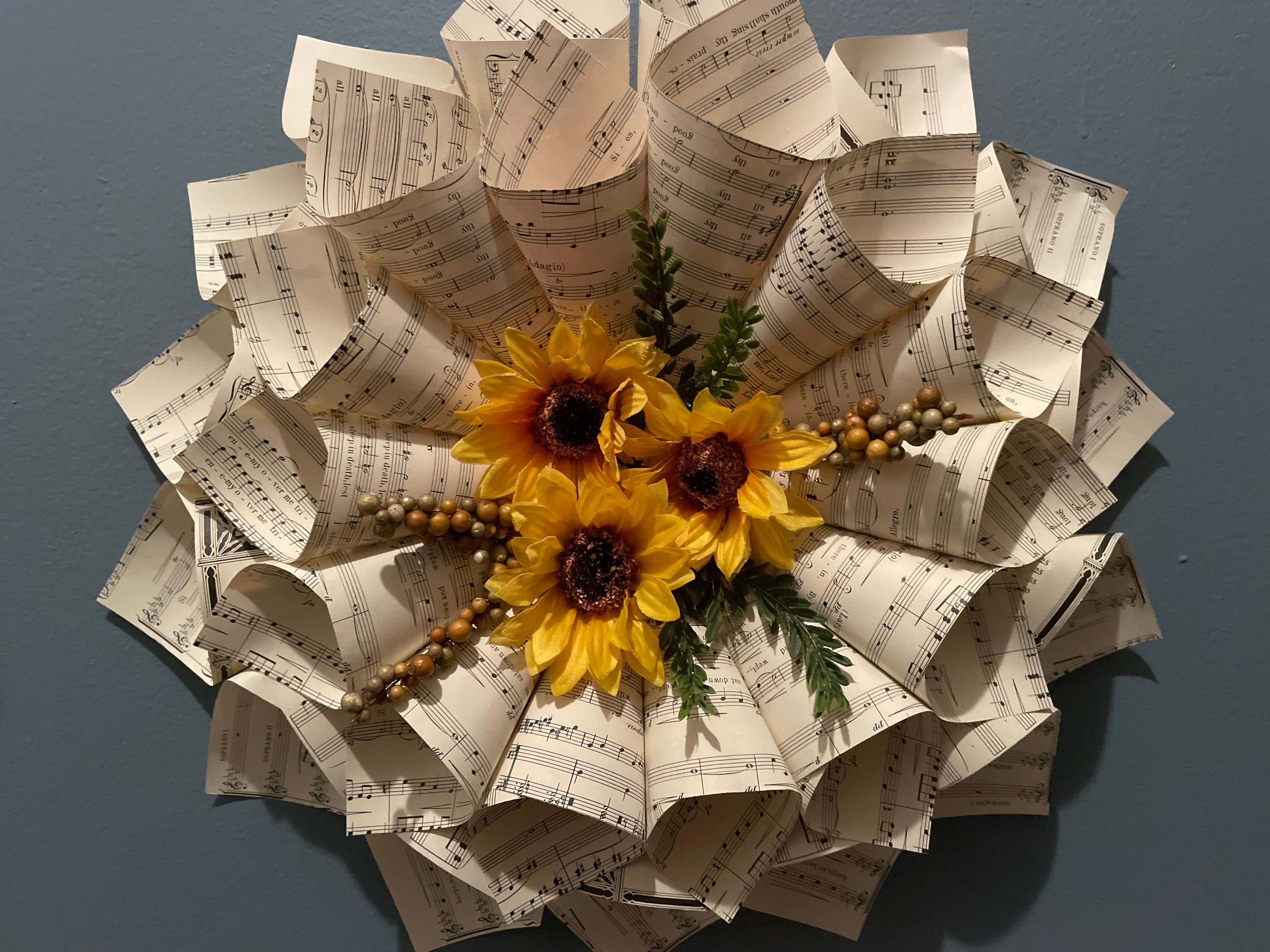 Sunflower Sheet Music Wreath - Etsy
