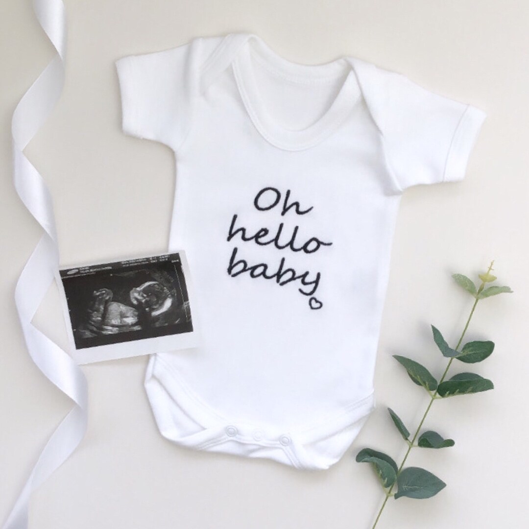 Embroidered Baby Announcement Vest - Hello Baby Announcement Onesie ...