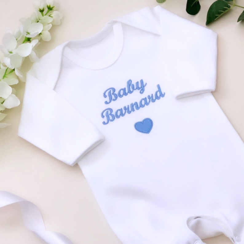 Embroidered Personalised Baby Grow - Personalised Baby Sleepsuit ...