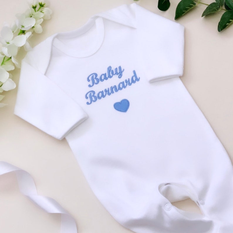 Embroidered Personalised Baby Grow - Personalised Baby Sleepsuit ...
