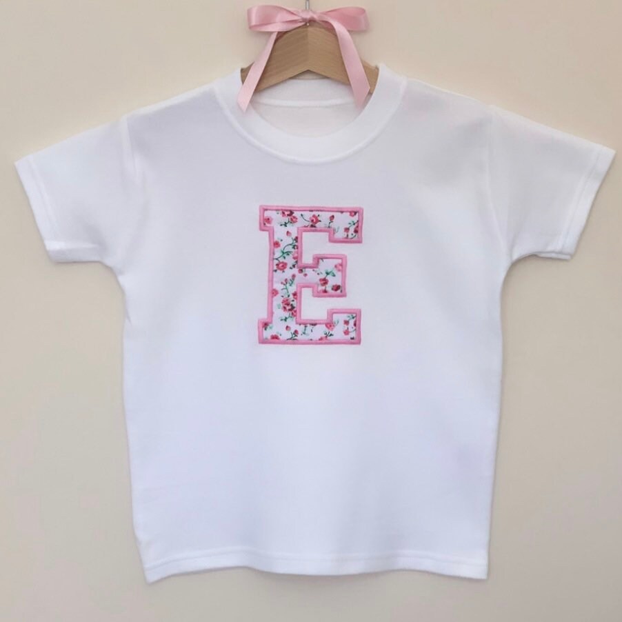 Personalised Kids Tops Initial Tee Appliqué Tee Large - Etsy UK