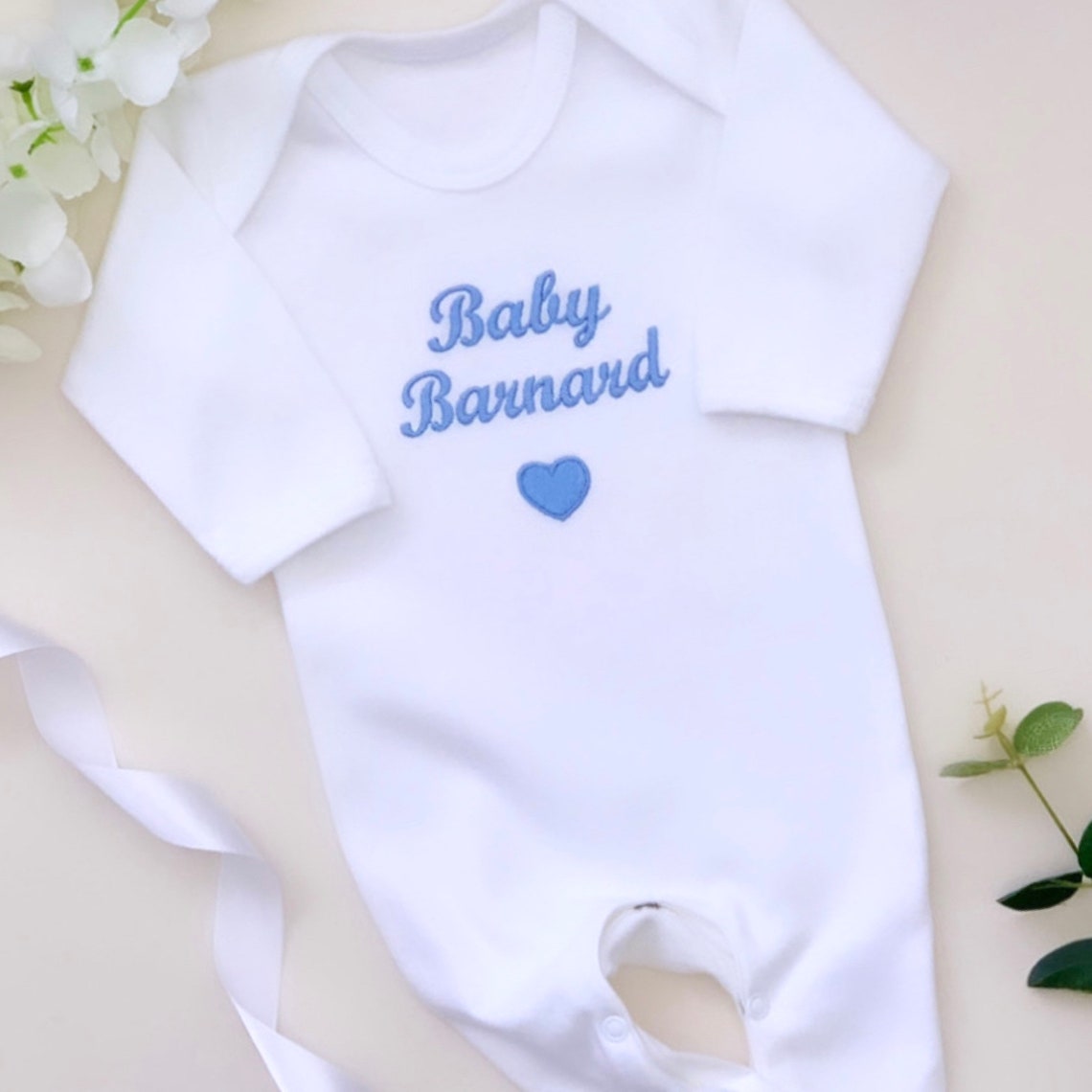 Embroidered Personalised Baby Grow - Personalised Baby Sleepsuit ...