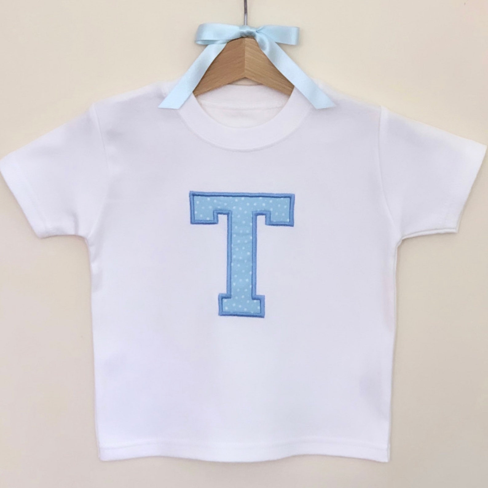 Personalised Kids Tops - Initial Tee - Appliqué Tee - Large Initial Tee ...