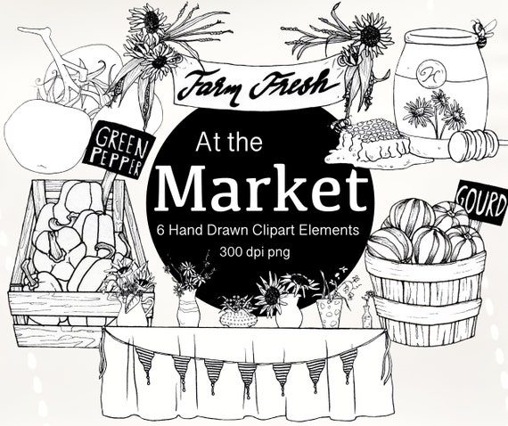 Outdoor Market Clipart Black And White