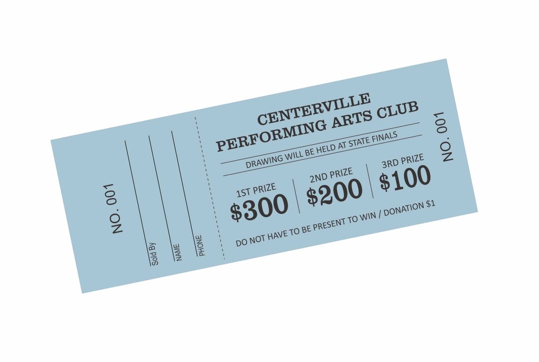 1000 Raffle Tickets Numbered With Tear off Stub for Fundraisers and ...