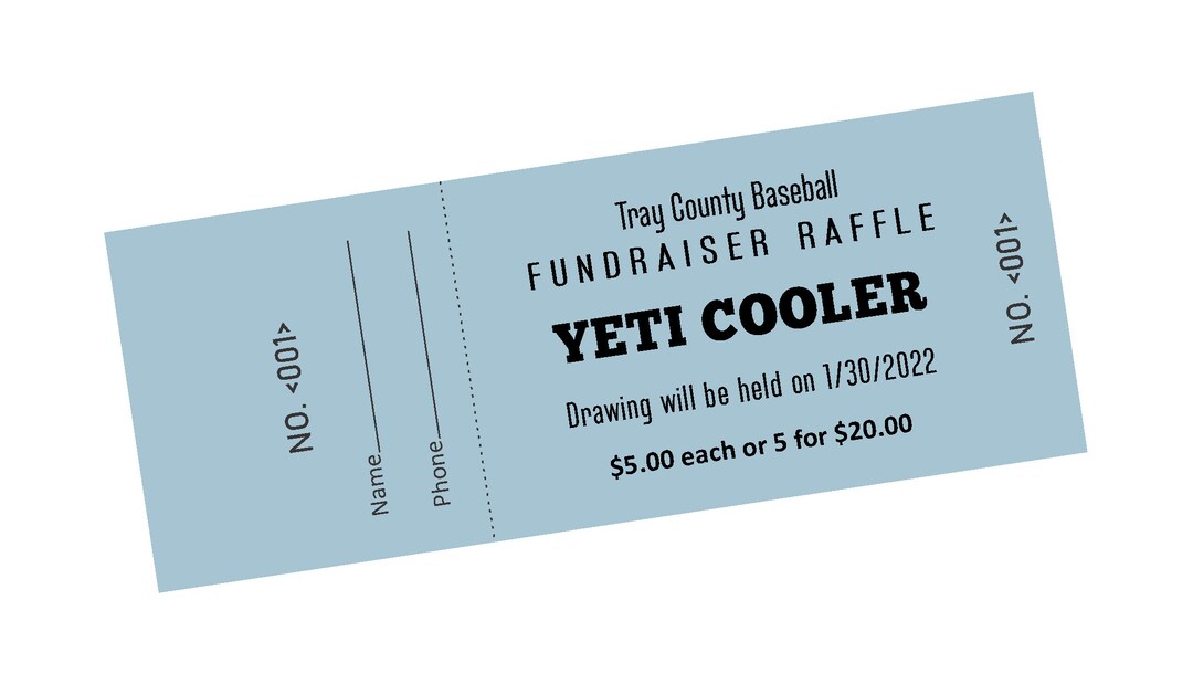 500 Raffle Tickets Numbered With Tear off Stub for Baseball, Softball ...