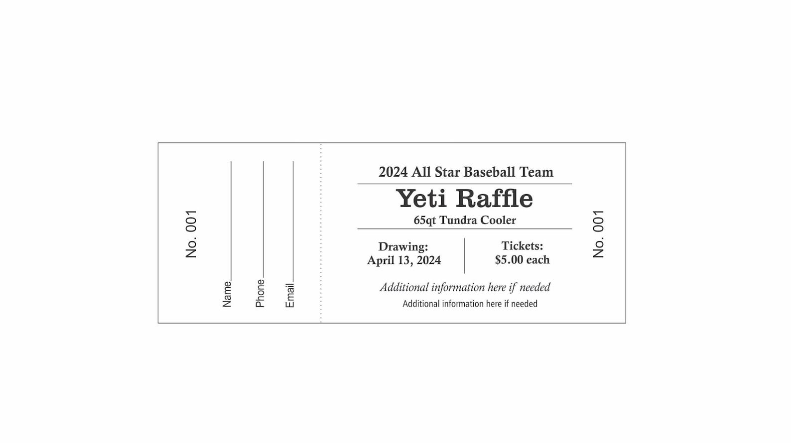 Raffle Tickets for Fundraisers, Benefits and Events Yeti Cooler Sports ...