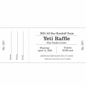 Raffle Tickets for Fundraisers, Benefits and Events Yeti Cooler Sports ...