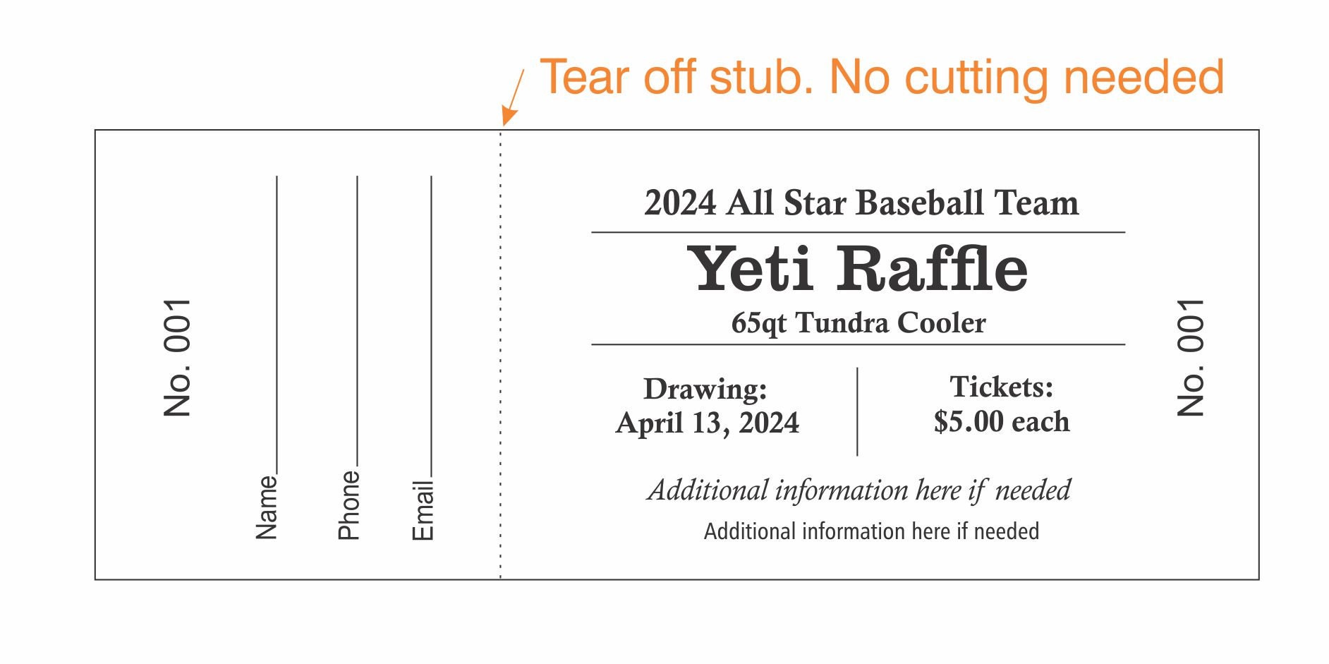 Raffle Tickets for Fundraisers, Benefits and Events Yeti Cooler Sports ...