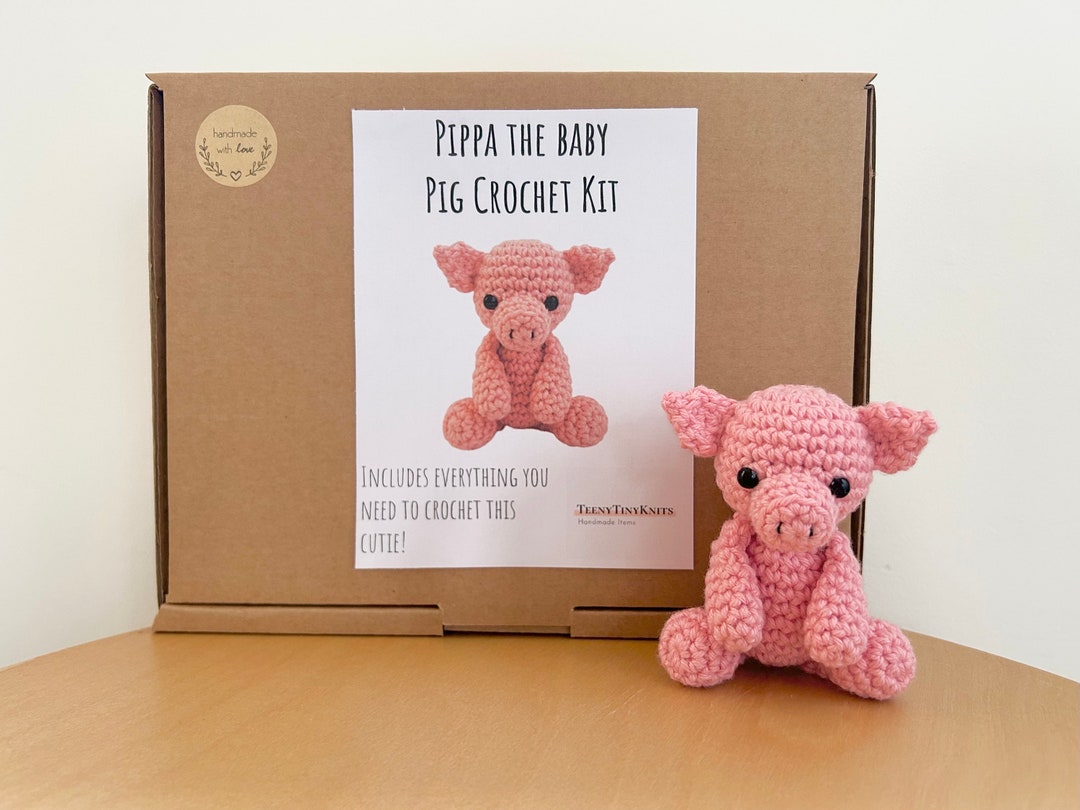 NEW Crochet Kit for a Cute Amigurumi Animal Toy ~ Pippa the Baby Pig ...