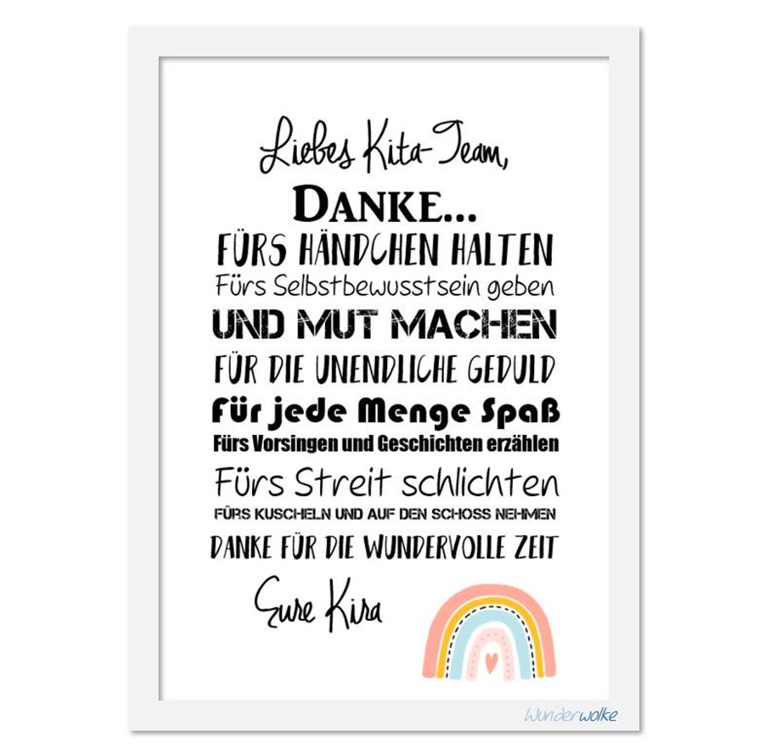 Geschenk zum Kindergarten Abschied, Erzieherin, Erzieher, Kita, Krippe ...