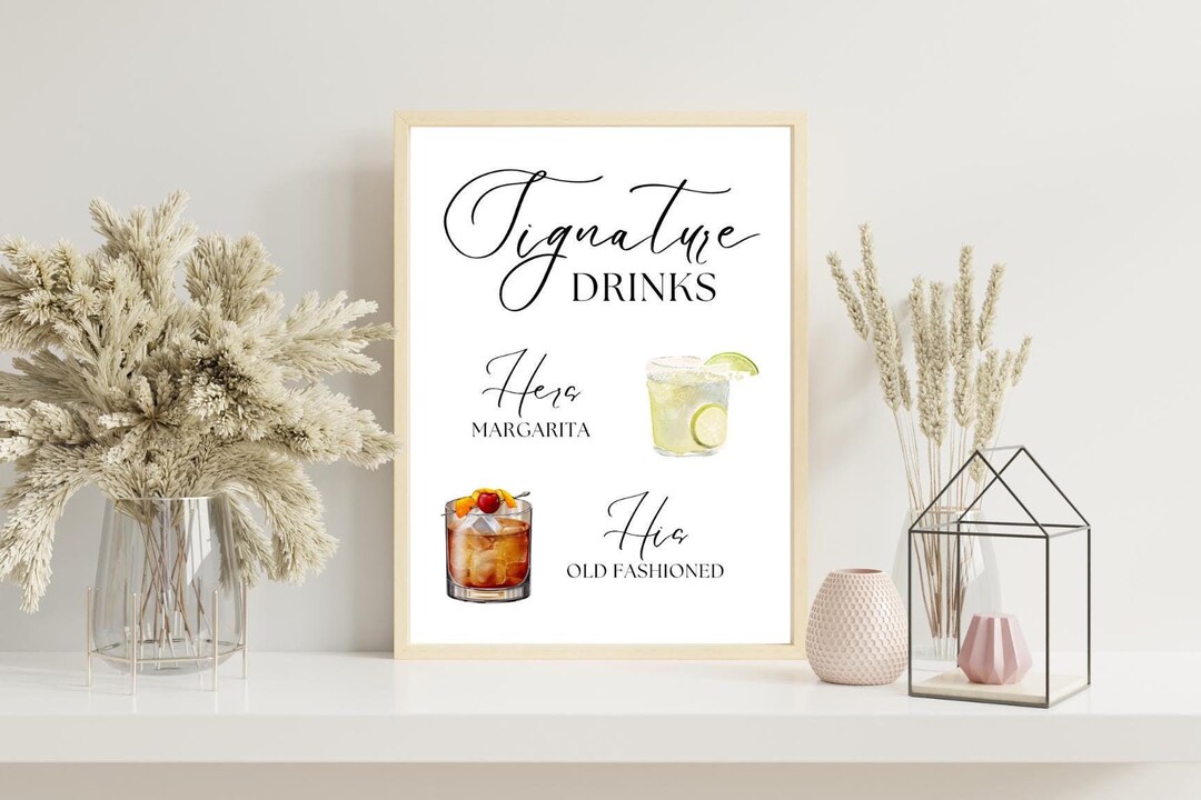 Signature Drink Cocktail Sign Wedding Party Fully Customizable - Etsy
