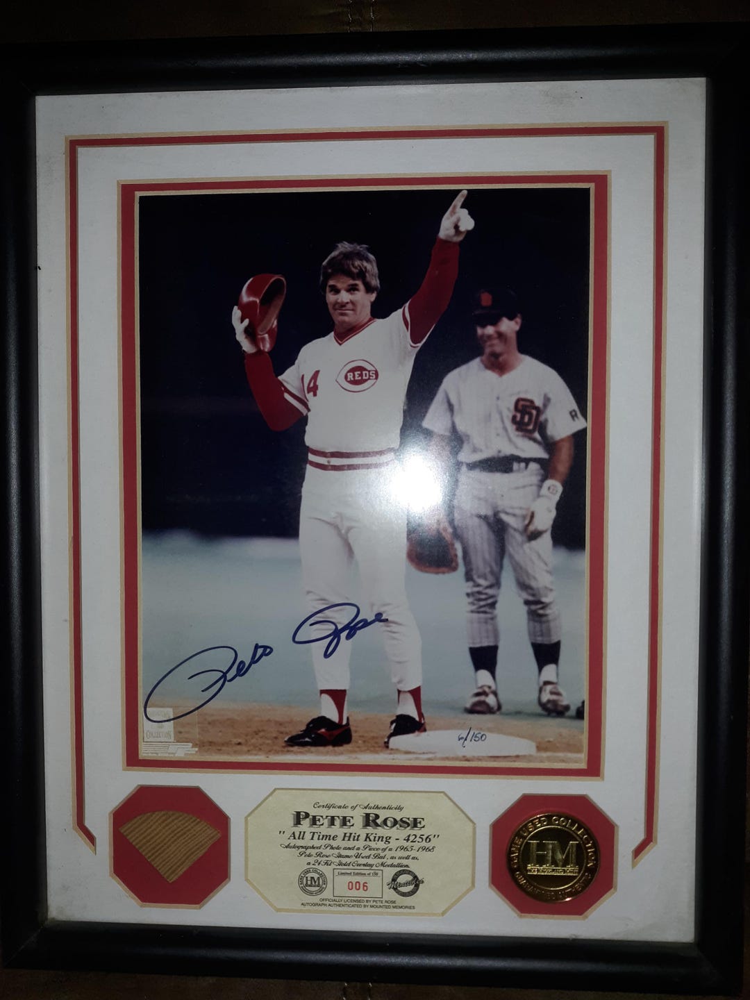 Pete Rose Framed Autograph ALL TIME HIT King - Etsy
