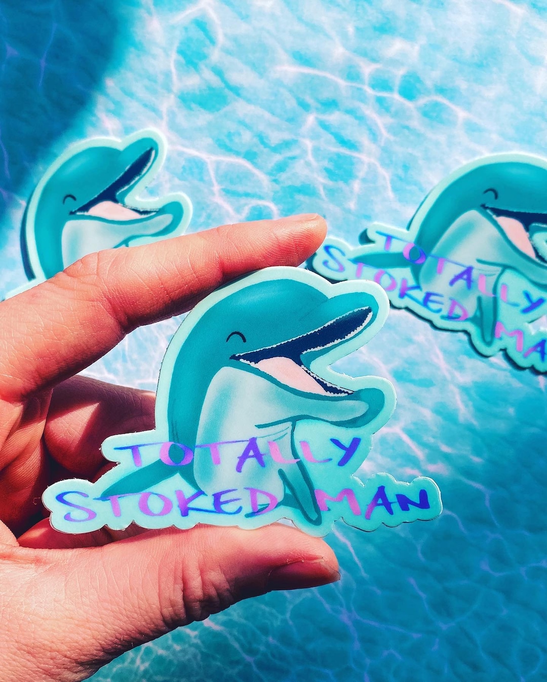 Totally Stoked Dolphin Sticker | Surf Sticker | Aesthetic Vsco Sticker ...