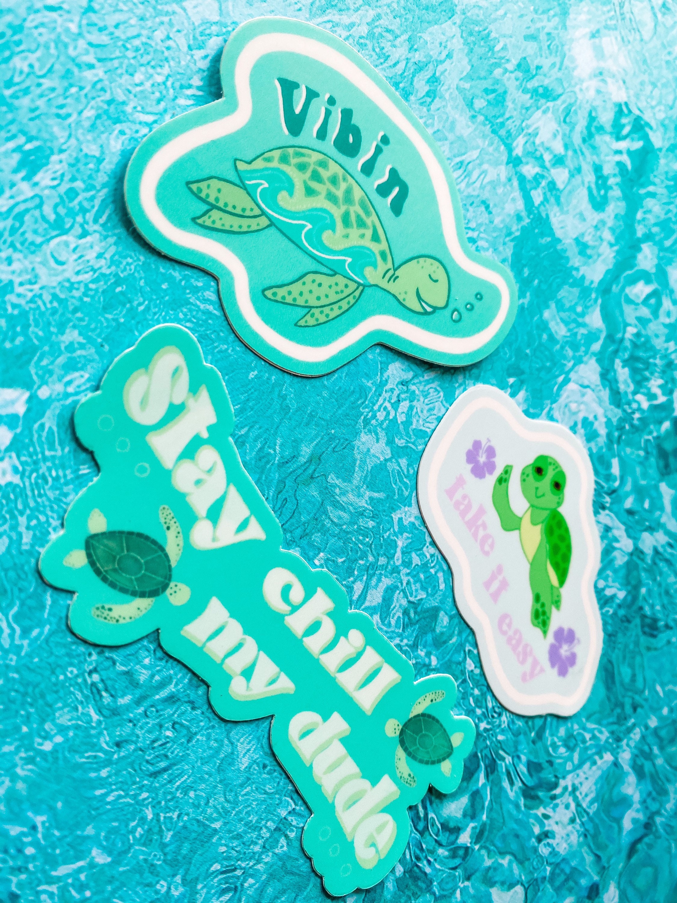 Sea Turtle Sticker Pack Waterproof Sticker Pack Stay Chill | Etsy
