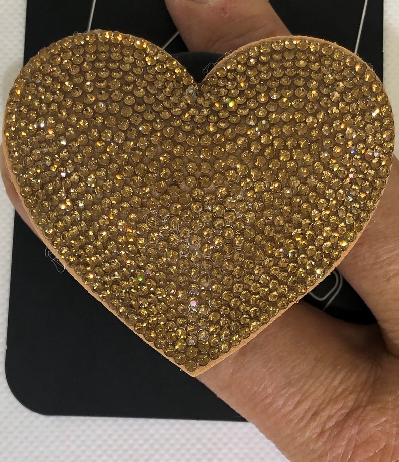Beautiful Puffed Gold Heart Rhinestone Popsocket Phone | Etsy