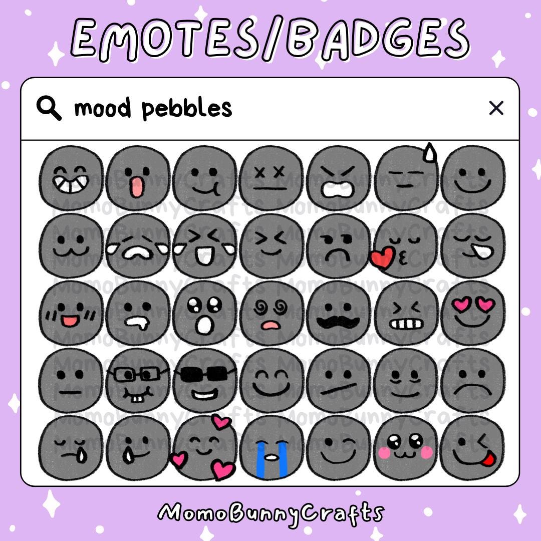 Gray Mood Pebbles Emotes Bundle Pack | Handwritten Hand Drawn Doodle ...