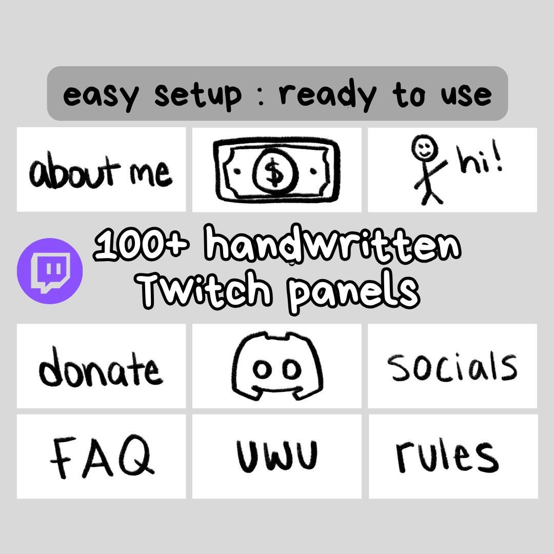 100+ Handwritten Simple Black Twitch Stream Panels; About Me, Donate ...
