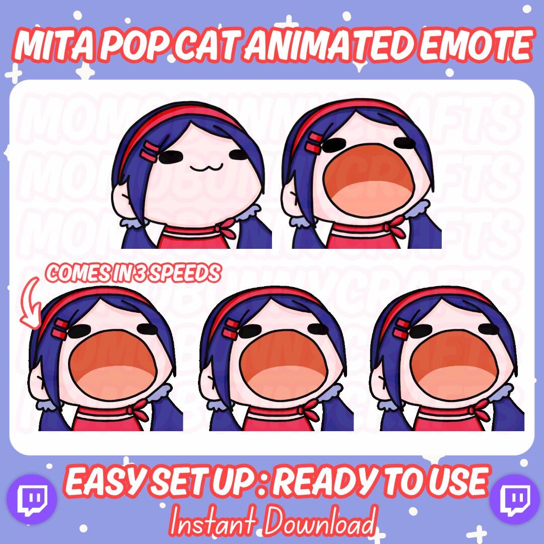 Mita Pop Cat Animated Emote 3 Speeds Twitch & Discord (instant Download) Miside Meme - Etsy