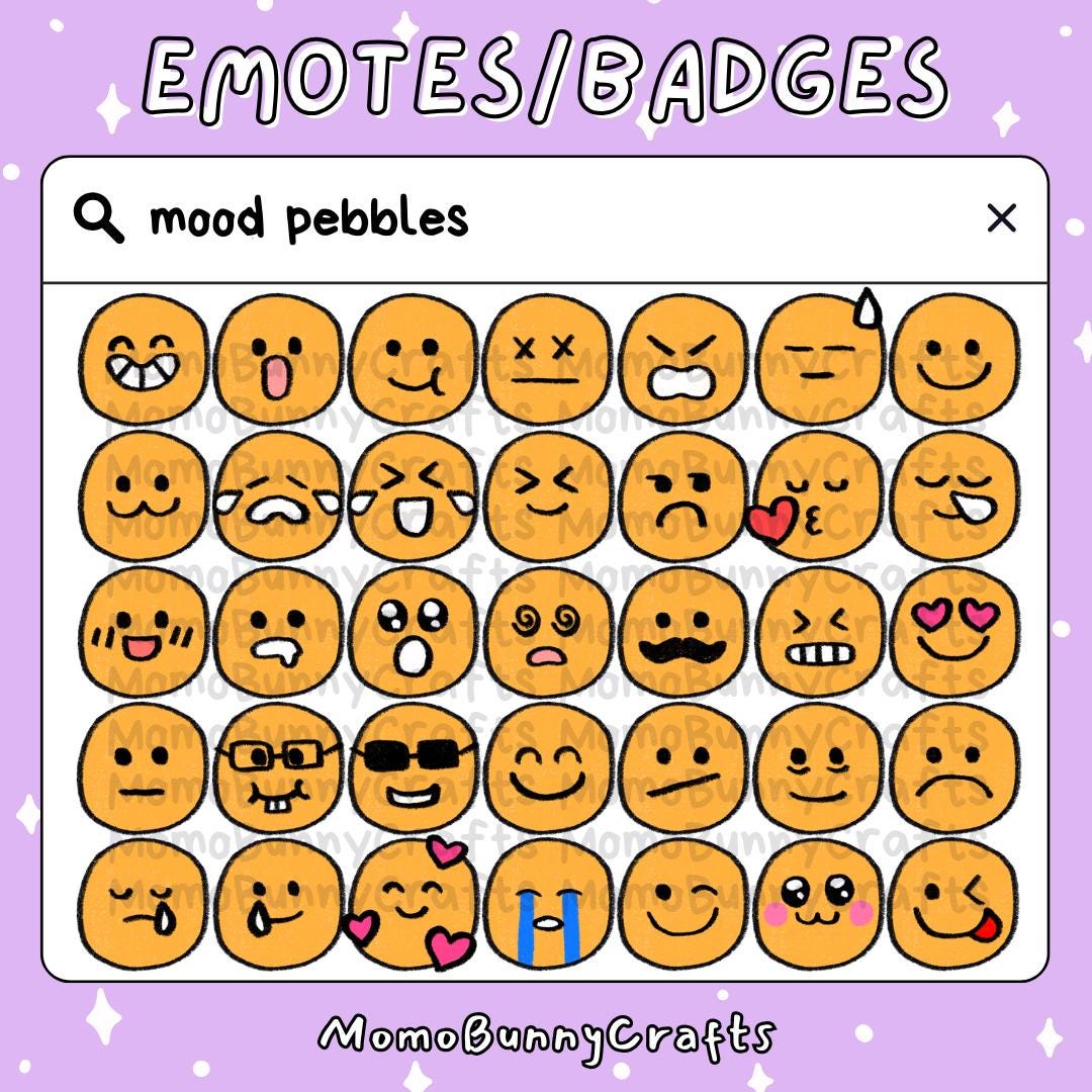 Orange Mood Pebbles Emotes Bundle Pack | Handwritten Hand Drawn Doodle ...