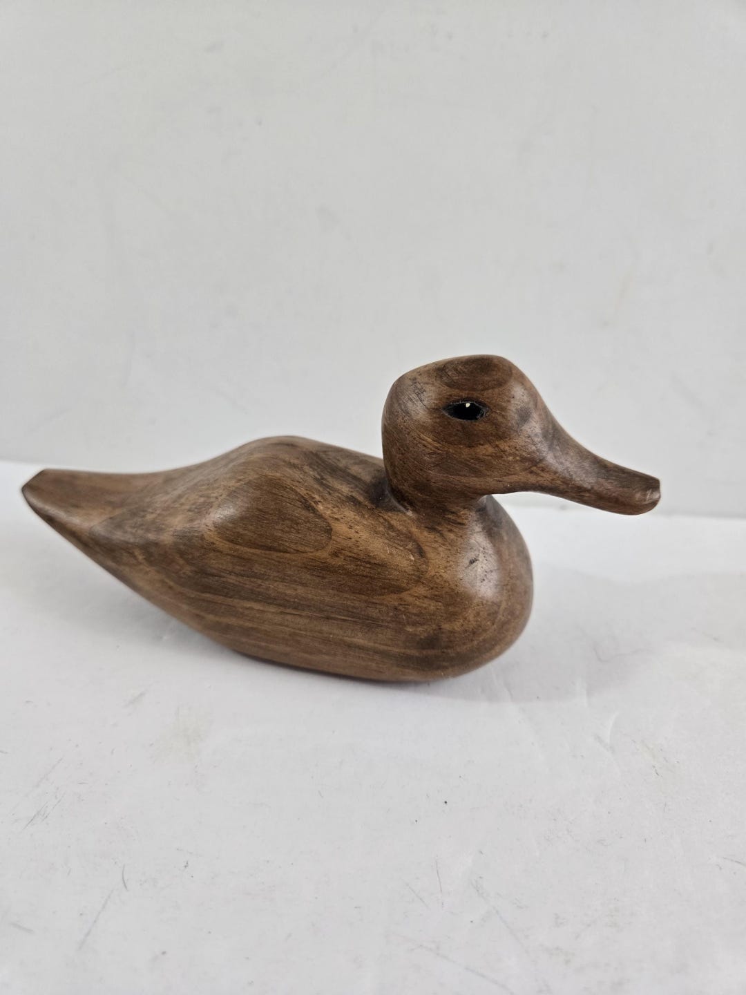 Wood Duck Hand Carved Wooden Bird Signed 5.5" Brown Stained Smooth - Etsy