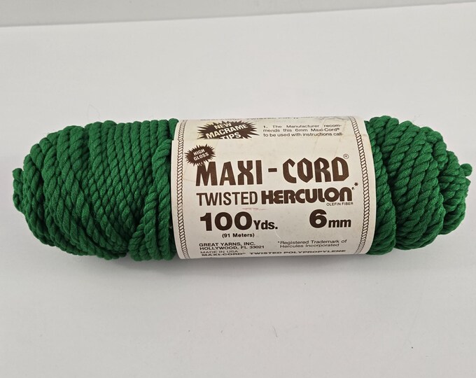 Vintage Maxi Cord Herculon Twisted Green 6mm 100 Yards Macrame ...