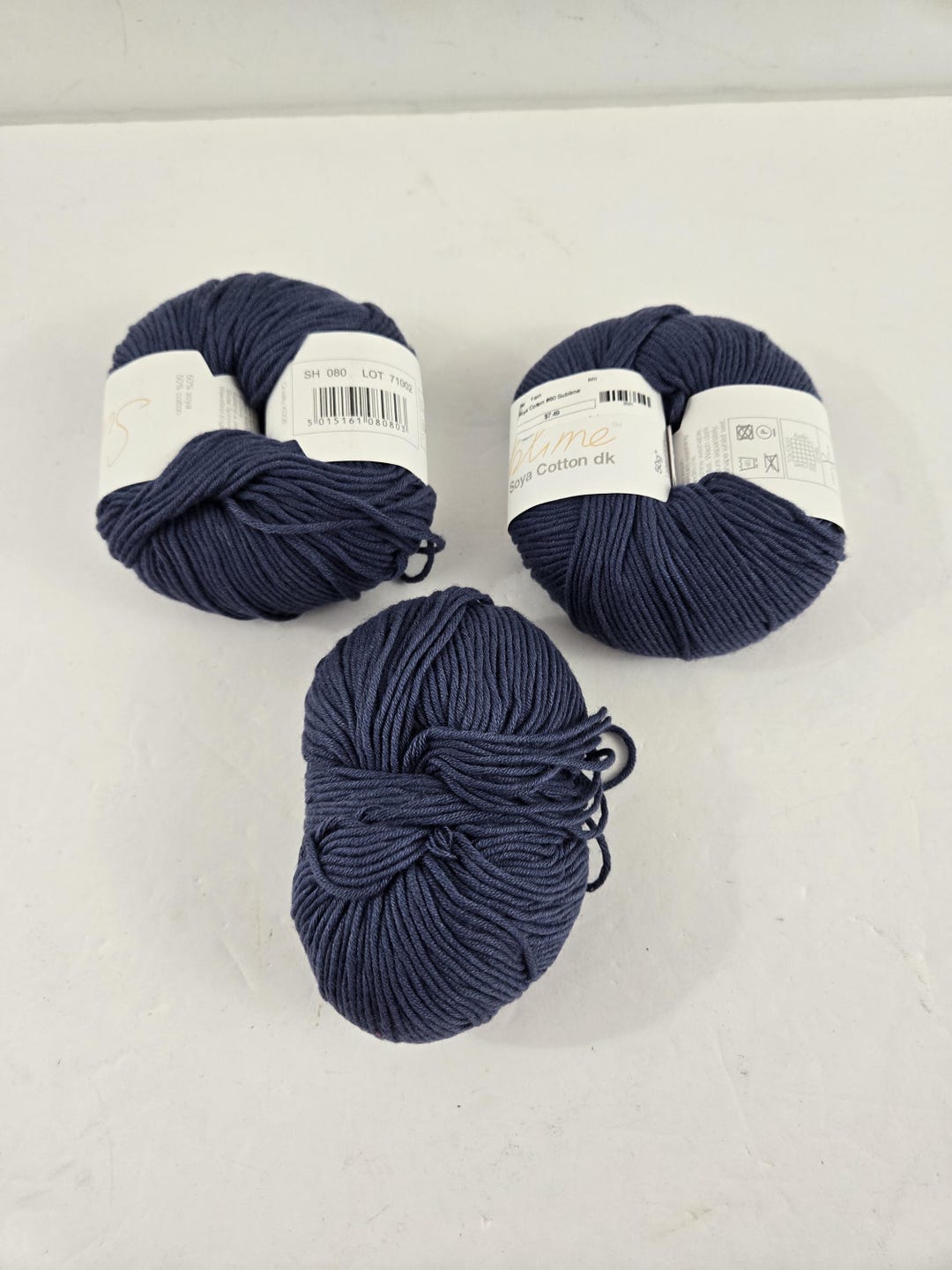 3 Rolls Sublime Soya Cotton DK Yarn 120 Yds Ea or 50 Gr Blue Gray - Etsy