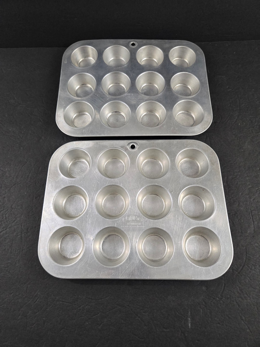 2 Comet Aluminum Mini Muffin Cupcake Tin Pan 10 X 7.5 USA Vintage 12 ...