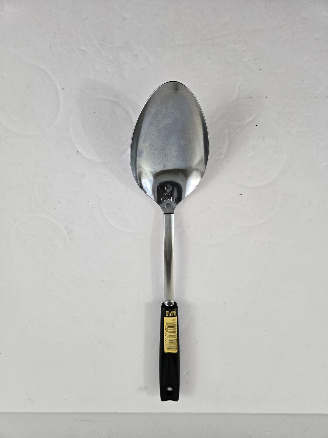Ekco Solid Spoon Black Handle Chromium Plated Vintage 12" Made in USA ...