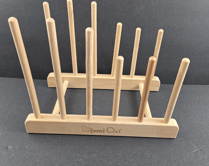 Pampered Chef 2141 Stoneware Storage Rack Wooden Adjustable Pegs - Etsy