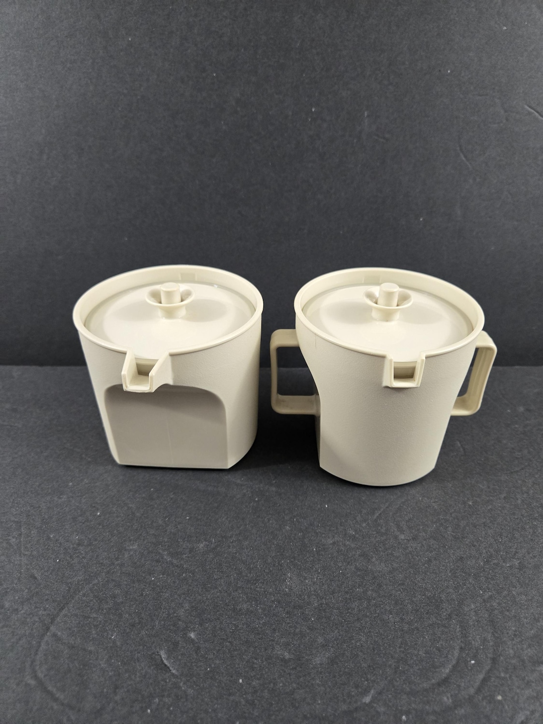 Tupperware Creamer Pitcher 1414 Sugar Bowl 1415 Push Button Lid Vintage ...