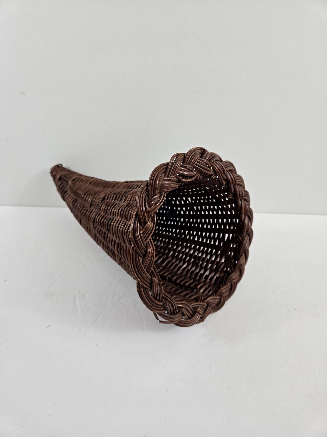 Vintage Wicker Cornucopia Basket Horn of Plenty 11 Thanksgiving Fall ...