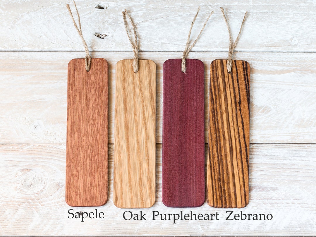 Solid Hardwood Bookmarks | Sapele Oak Zebrano Purpleheart Acacia Maple ...