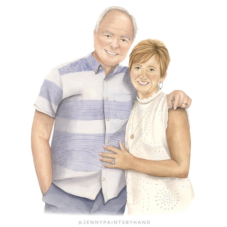 Custom Wedding Portrait Illustration, HAND-PAINTED Watercolor Painting ...