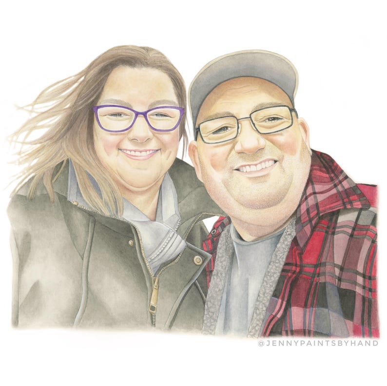 Custom Wedding Portrait Illustration, HAND-PAINTED Watercolor Painting ...