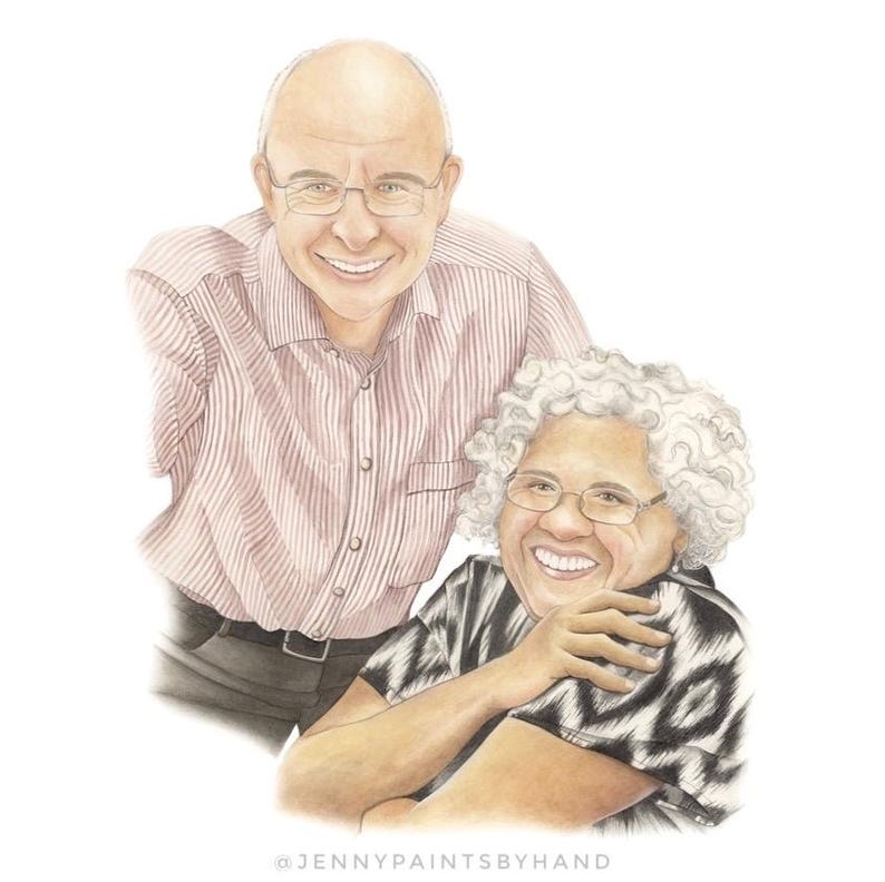 Custom Wedding Portrait Illustration, HAND-PAINTED Watercolor Painting ...