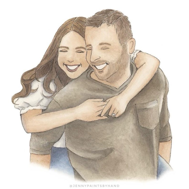 Custom Wedding Portrait Illustration, HAND-PAINTED Watercolor Painting ...