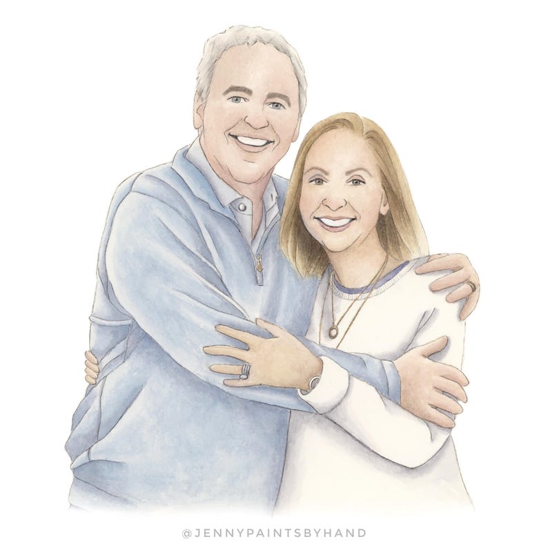 Custom Wedding Portrait Illustration, HAND-PAINTED Watercolor Painting ...