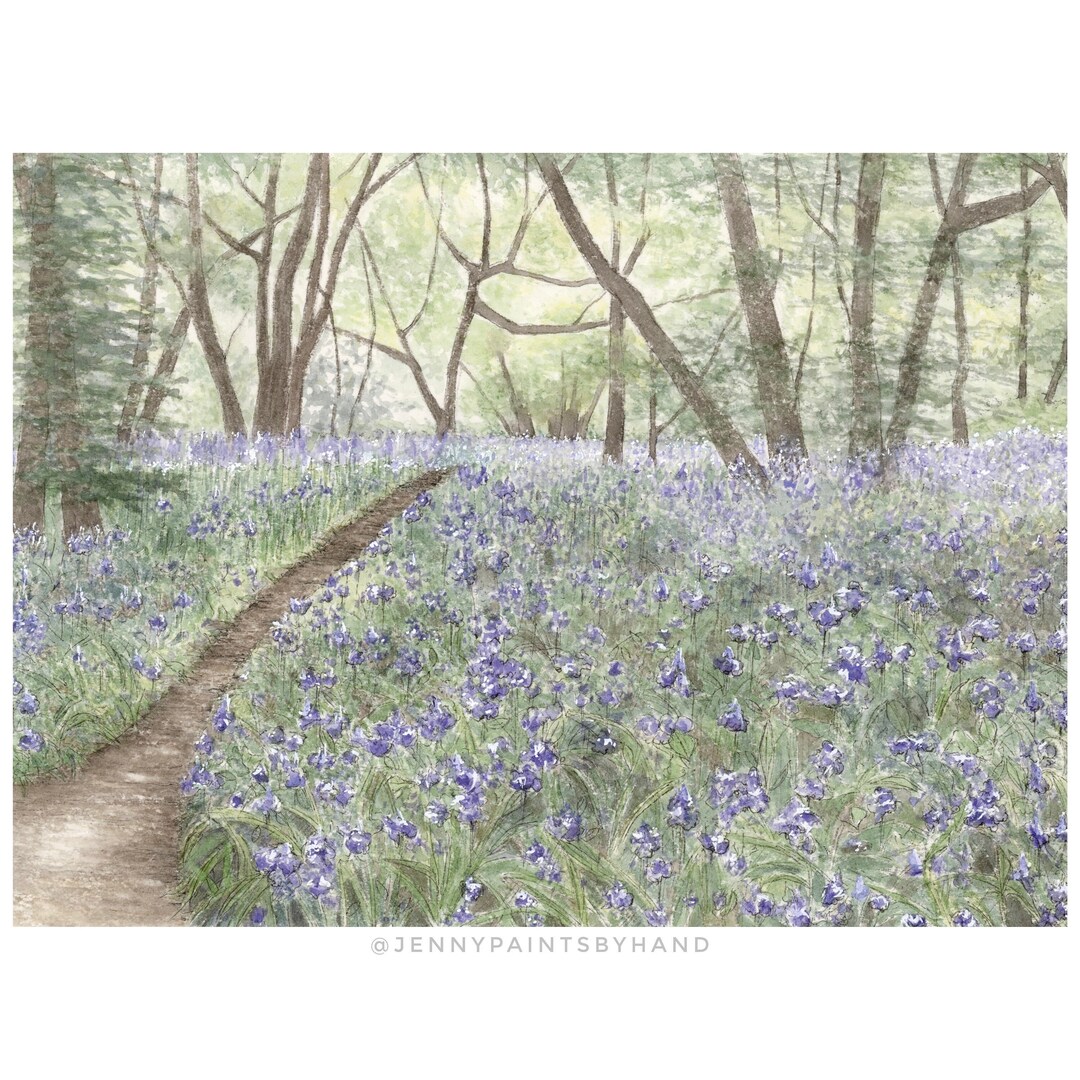 Custom HAND-PAINTED Landscape Painting, Original Watercolor and Ink ...
