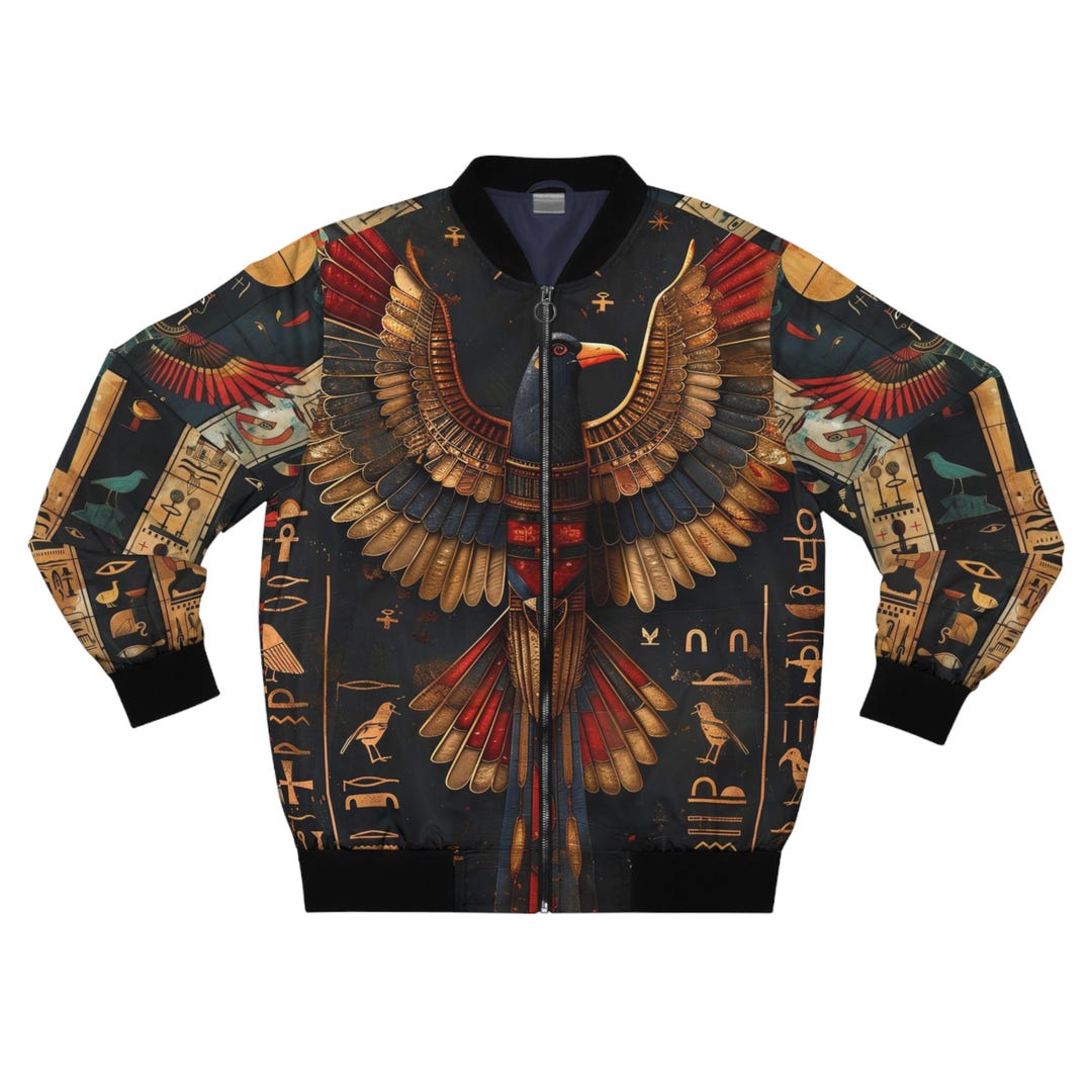 Bomber Jacket, Ancient Egyptian Falcon Design, Men's Outerwear ...