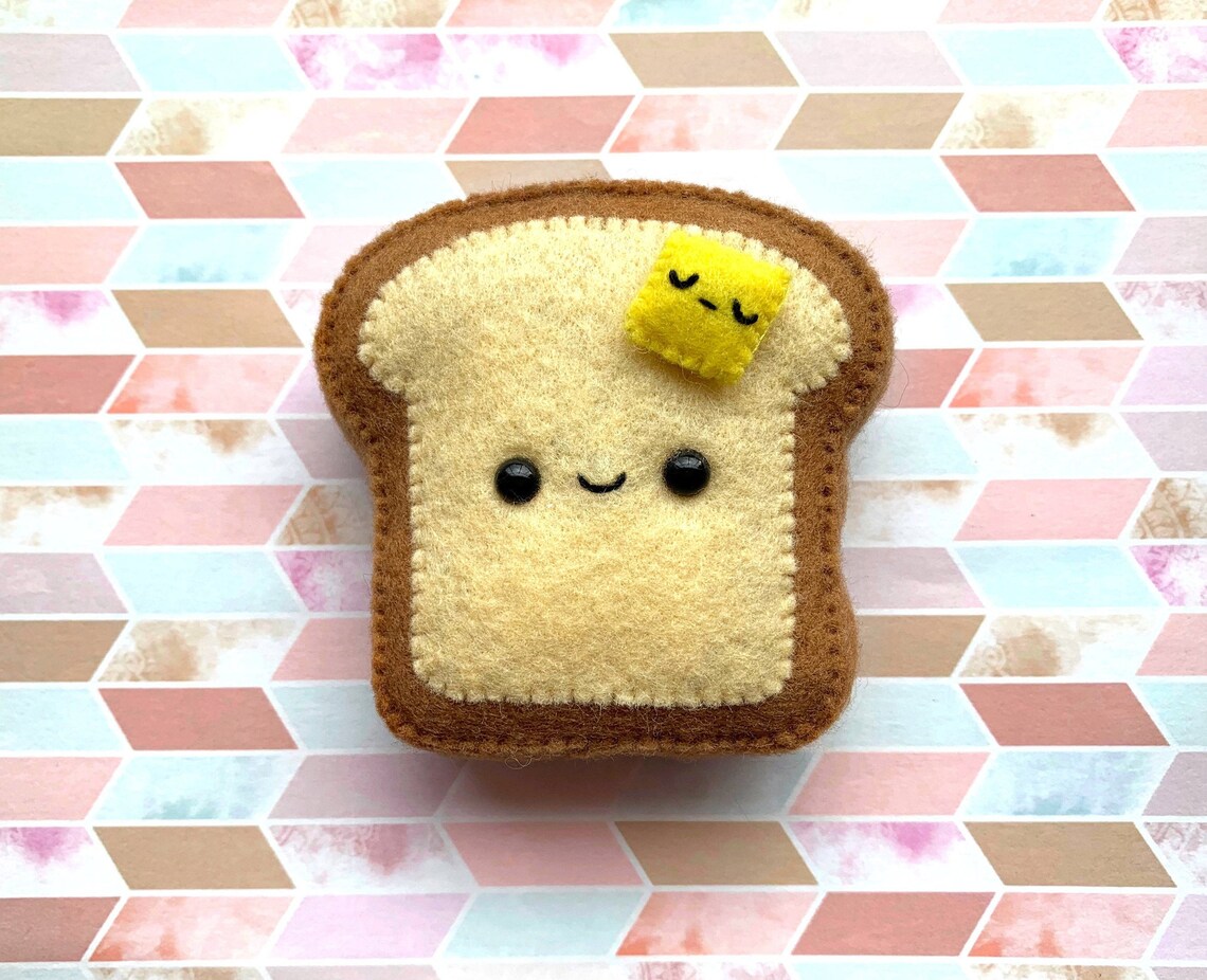 Kawaii Cute Felt Toast with Butter Kawaii Plush Food Plush | Etsy